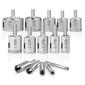 diamond hole saw, 15 pcs diamond drill bits set glass drill bit extractor remover tools for glass, ceramics, porcelain, ceramic tile (1/4"-2")