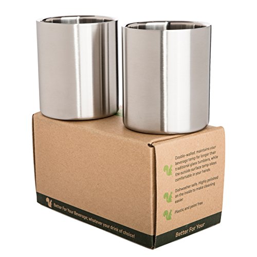 Better For Your Whiskey Stainless Double Walled Lowball Shatterproof Tumbler 13.5 oz Set of 2