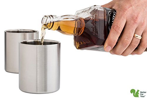 Better For Your Whiskey Stainless Double Walled Lowball Shatterproof Tumbler 13.5 oz Set of 2