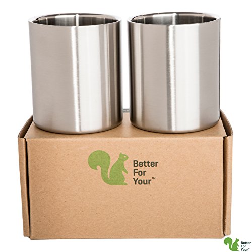 Better For Your Whiskey Stainless Double Walled Lowball Shatterproof Tumbler 13.5 oz Set of 2