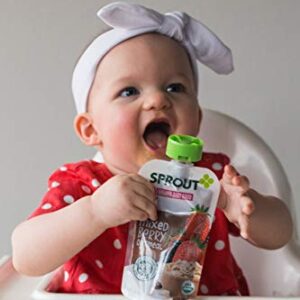 Sprout Organic Baby Food, Stage 2 Pouches, Fruit Veggie & Grain Blend, Mixed Berry Oatmeal, 3.5 Oz Purees (Pack of 6)