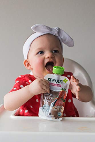 Sprout Organic Baby Food, Stage 2 Pouches, Fruit Veggie & Grain Blend, Mixed Berry Oatmeal, 3.5 Oz Purees (Pack of 6)