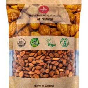 Mighty Apricot USDA Organic Bitter Apricot Kernels(1LB) 16oz, Natural Raw Bitter Apricot Seeds, Vegan, Non-GMO, Gluten Free, Great source of Vitamin B17 and B15