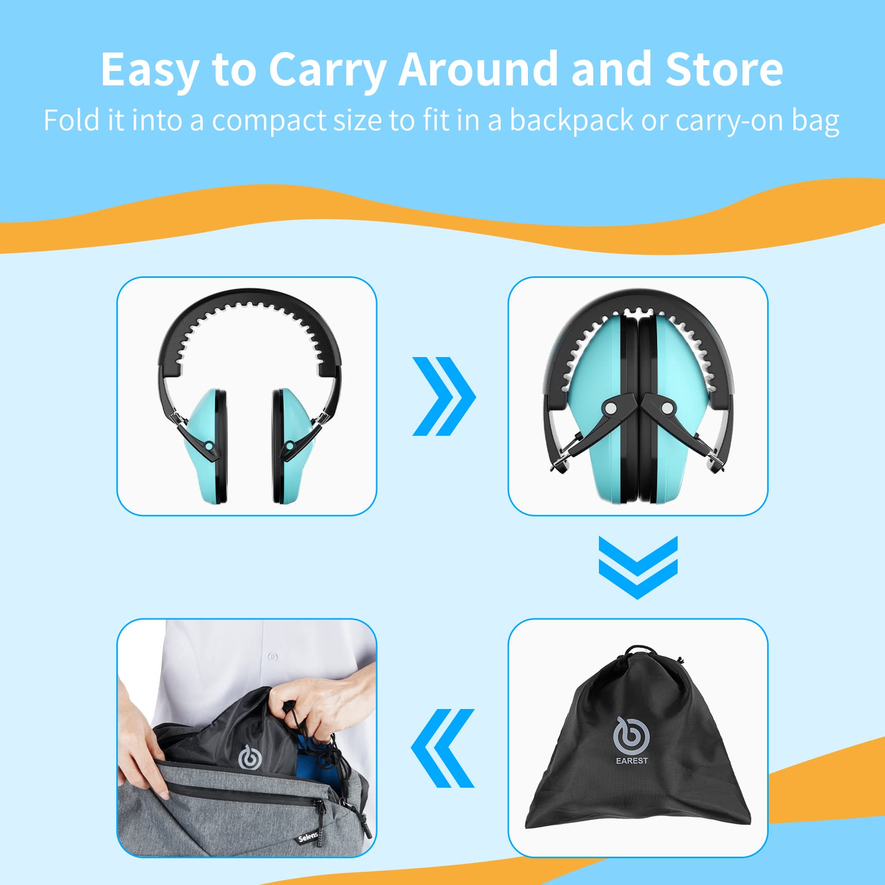 EAREST Protection Ear Muffs, Noise Reduction Safety Ear Muffs Shooting Earmuff NRR 20 dB Ear Defenders for Adults and Kids