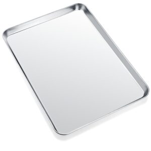 Zacfton Cookie Sheets for Baking, Stainless Steel Baking Sheet Baking Pan Tray - 12.4 x 10 x 1 Inch, Non Toxic & Healthy, Mirror Finish & Easy Clean, Dishwasher Safe & Heavy Duty