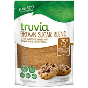 truvia brown sugar blend, mix of natural stevia sweetener and brown sugar, 18 oz bag