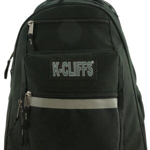 K-Cliffs Heavy Duty Rolling Backpack School Backpacks with Wheels Deluxe Trolley Book Bag Wheeled Daypack Workbag Multiple Pockets Bookbag with Safety Reflective Stripe Black