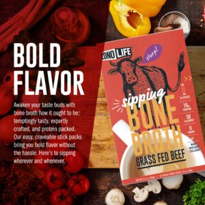 LonoLife Beef Bone Broth Sticks: 10g Protein, Keto Friendly - 10 Portable Servings