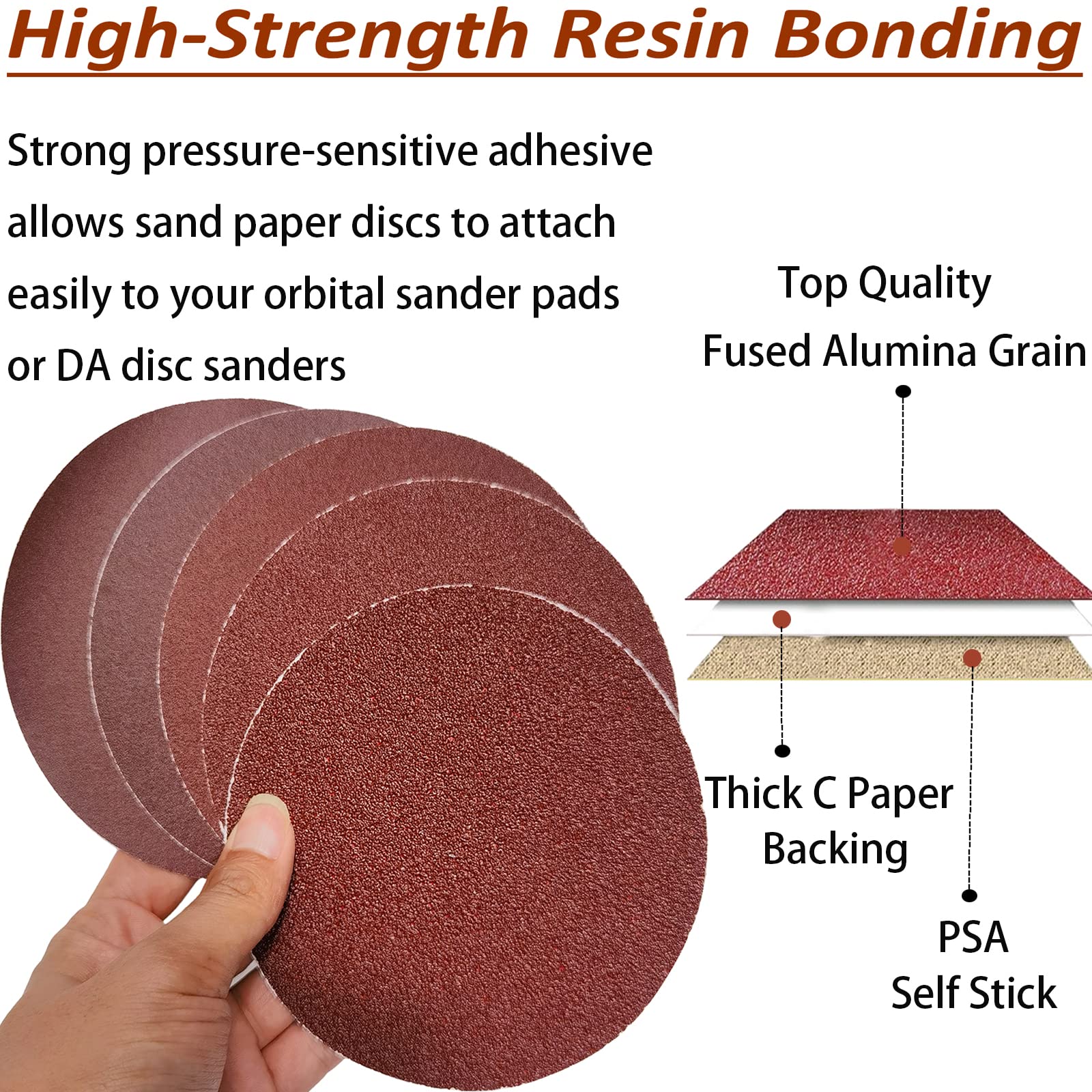 Premium 60 PCS 6" PSA Sanding Discs - 10 Each of 80 100 120 180 240 400 Grit - Self Adhesive Stickyback Sandpaper Discs for DA Sander, Sand Automotive Car Paint, Woodworking Wood, Metal