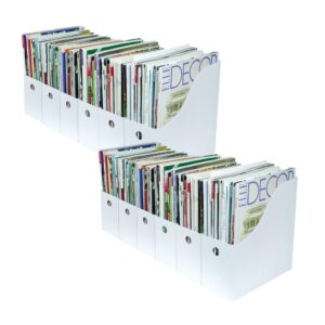 evelots magazine file holder organizer box (6, 12, or 24 pack) storage for desk and shelves multiple color options - includes labels for organization