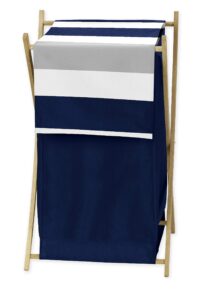 sweet jojo designs children kids teen clothes laundry hamper for navy blue and gray stripe bedding set