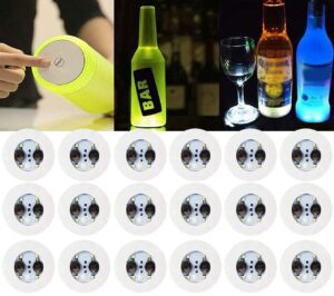 loguide led light up coasters,led bottle lights, bottle glorifier,led sticker coaster discs for drinks,flash cup coaster flashing shots light (cool-white)