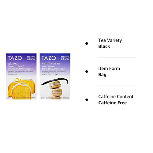 Tazo Dessert Inspired Flavored Tea 2 Flavor Variety Bundle, (1) each: Glazed Lemon Loaf and Vanilla Bean Macaron (15 Count)