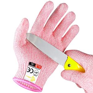 evridwear cut resistant gloves for kids 4-6 years, level 5 protection cutting gloves food grade for cooking, whittling, wood carving, gardening and diy