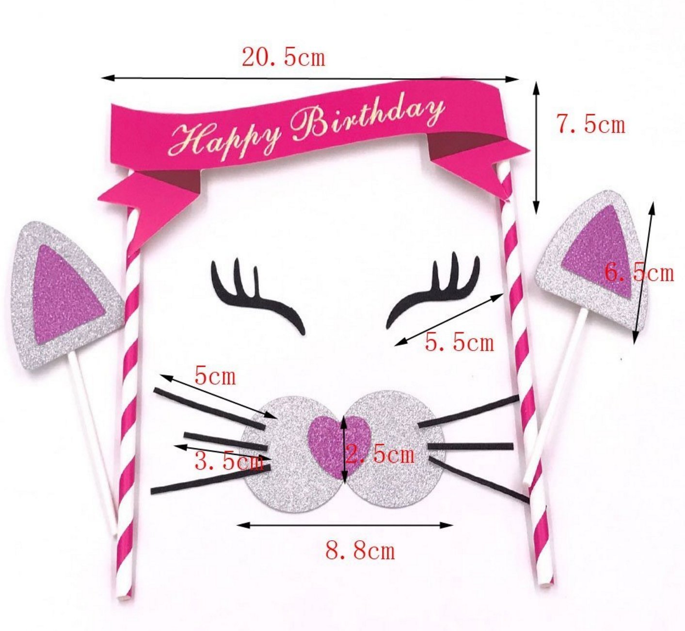 Handmade Cat Cake Topper Decoration, Cake Decor And Birthday Party Picks