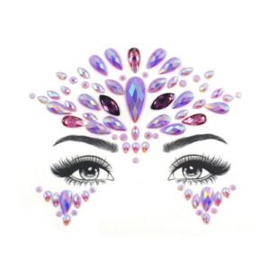 face jewels festival for women mermaid purple face gems glitter halloween rhinestone face tattoo eyes face body temporary tattoos for edm music festival (s056)