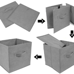 (10-Pack, 5 Grey 5 Black) Storage Bins, Containers, Boxes, Tote, Baskets| Collapsible Storage Cubes For Household Organization | Fresh Durable Fabric & Cardboard