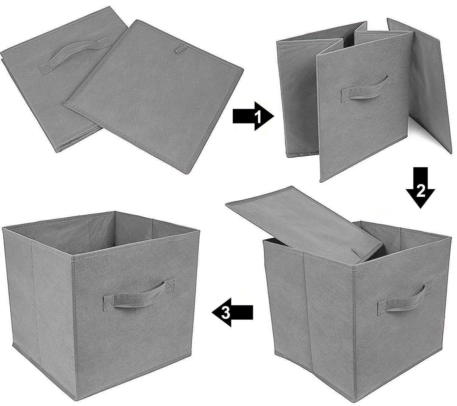 (10-Pack, 5 Grey 5 Black) Storage Bins, Containers, Boxes, Tote, Baskets| Collapsible Storage Cubes For Household Organization | Fresh Durable Fabric & Cardboard