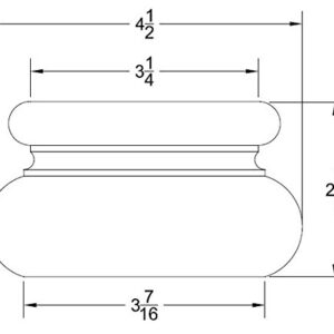 Highland Manor Wood Products Massive Wakefield Bun Foot - 2 1/2" Tall x 4 1/2" Wide (Pine) (Set of 4)