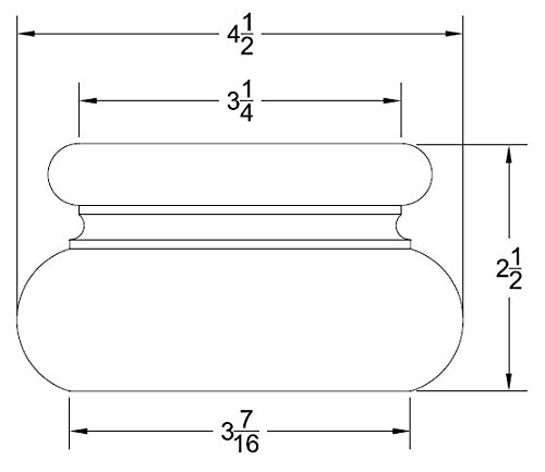 Highland Manor Wood Products Massive Wakefield Bun Foot - 2 1/2" Tall x 4 1/2" Wide (Pine) (Set of 4)