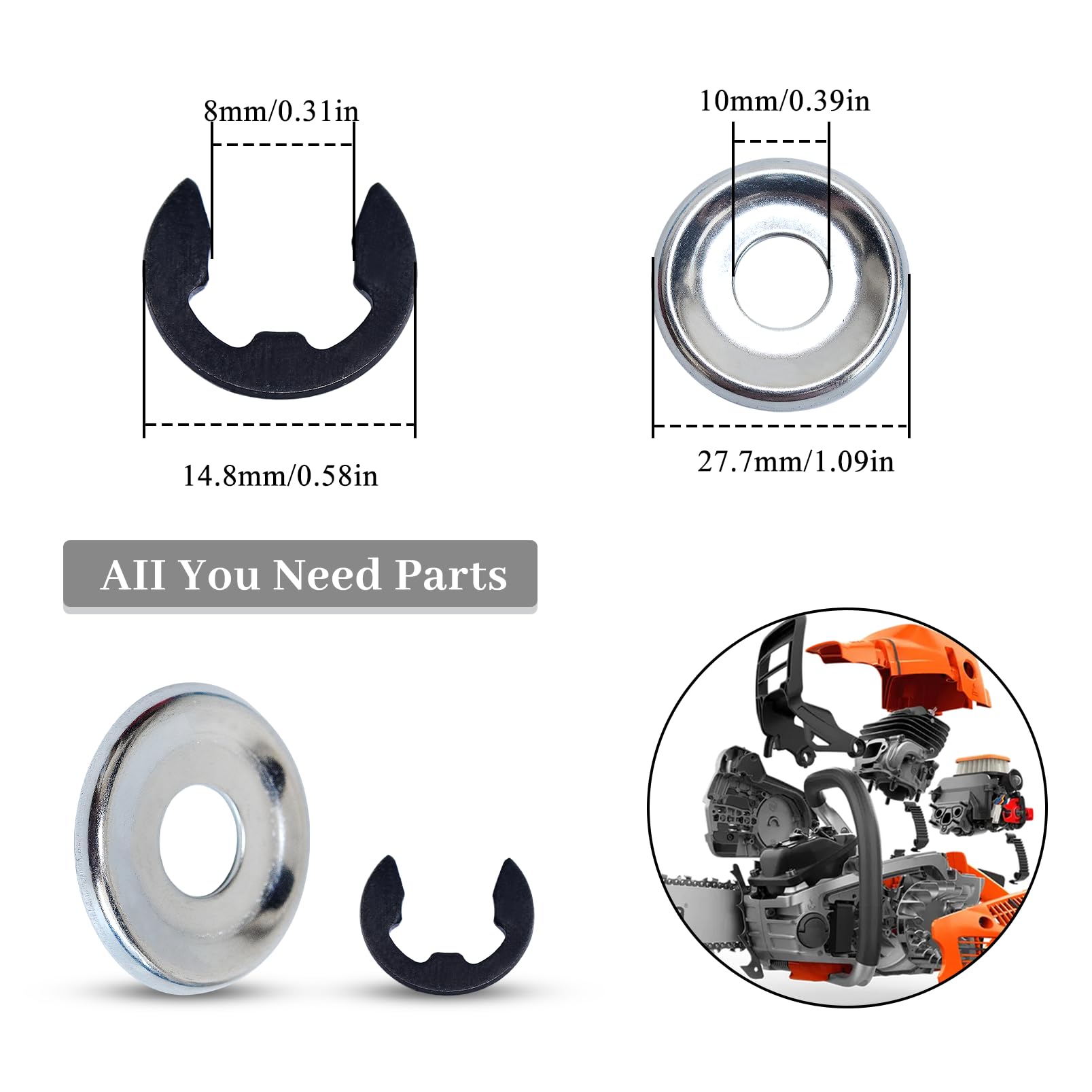 HAISHINE 2Set Clutch Washer and Clip fit Stihl MS170 MS180 MS210 MS230 MS240 MS250 MS260 MS360 Chainsaw