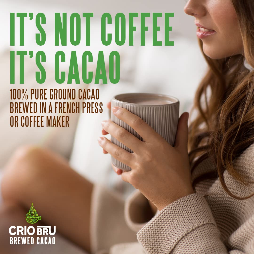 Crio Bru Ecuador French Roast 10oz Bag | Organic Healthy Brewed Cacao Drink | Great Substitute to Herbal Tea and Coffee | 99% Caffeine Free Gluten Free Low Calorie Honest Energy