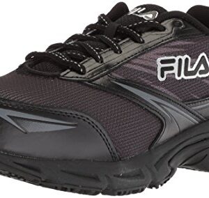 Fila Women's Memory Reckoning 8 Slip Resistant Steel Toe Running Shoe Shoe, Black/Pewter/Metallic Silver, 8 B US