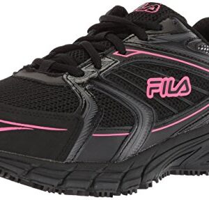 Fila Women's Memory Reckoning 8 Slip Resistant Steel Toe Running Shoe Sr St, Black/Black/KOPK, 7.5