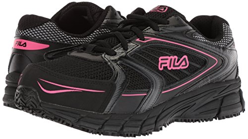 Fila Women's Memory Reckoning 8 Slip Resistant Steel Toe Running Shoe Sr St, Black/Black/KOPK, 7.5