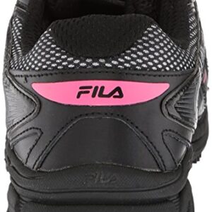 Fila Women's Memory Reckoning 8 Slip Resistant Steel Toe Running Shoe Sr St, Black/Black/KOPK, 7.5