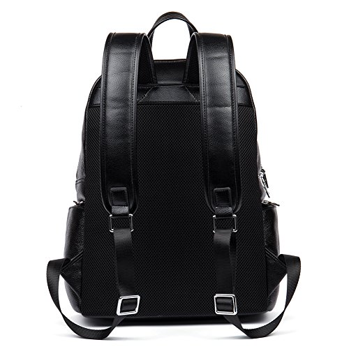 BOSTANTEN Leather Backpack Laptop Travel Camping Shoulder Bag Gym Sports Bags for Men Black