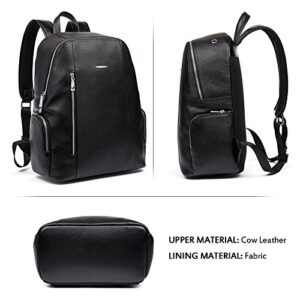 BOSTANTEN Leather Backpack Laptop Travel Camping Shoulder Bag Gym Sports Bags for Men Black