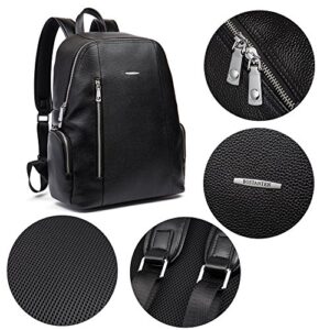 BOSTANTEN Leather Backpack Laptop Travel Camping Shoulder Bag Gym Sports Bags for Men Black