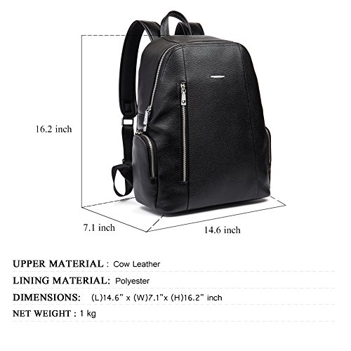 BOSTANTEN Leather Backpack Laptop Travel Camping Shoulder Bag Gym Sports Bags for Men Black