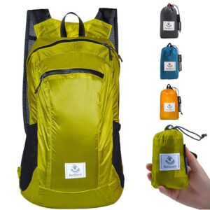 4monster hiking daypack,water resistant lightweight packable backpack for travel camping outdoor (yellow green, 16l)