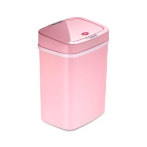 ninestars dzt-12-5pk bedroom or bathroom automatic touchless infrared motion sensor trash can, abs plastic (rectangular, pink) trashcan, 3 gal 1 count (pack of 1)