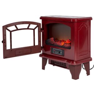 duraflame electric freestanding infrared quartz fireplace stove, red