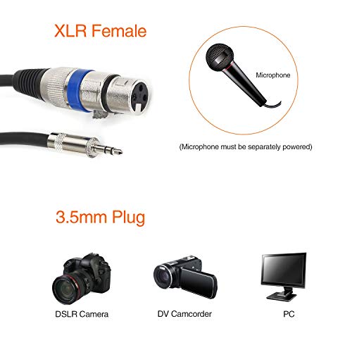 Disino XLR to 3.5mm (1/8 inch) Stereo Microphone Cable for Camcorders, DSLR Cameras, Computer Recording Device and More - 1.6ft/50cm