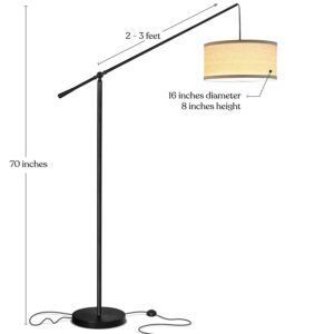 Brightech Hudson 2 - LED Floor lamp, Tall Lamp with Sturdy Base, Contemporary Arc Lamp for Living Rooms & Offices, Great Living Room Décor, Mid Century Modern Lamp for Bedroom - Jet Black