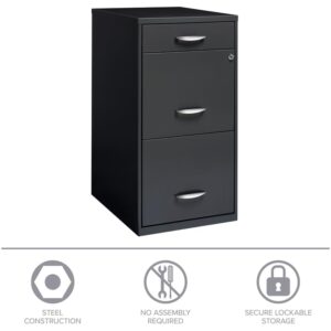 Pemberly Row 3 Drawer 18" Deep Metal File Cabinet in Charcoal