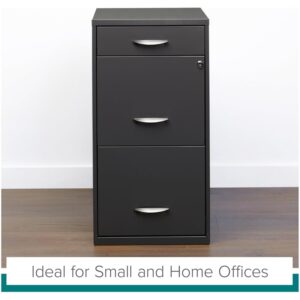 Pemberly Row 3 Drawer 18" Deep Metal File Cabinet in Charcoal