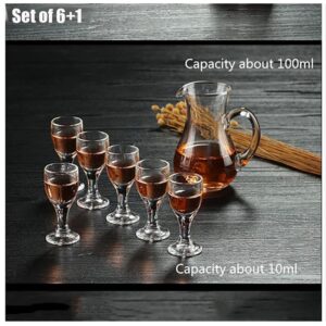 Super Small wine Goblet cup ultra-transparent glass goblet a cup of Maotai small glass of spirits Set of 7pcs