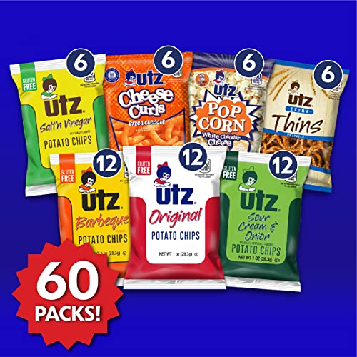 Utz Variety Pack of 60 Individual Potato Chip, Cheese Curl, Popcorn & Pretzel Snacks for On-the-Go