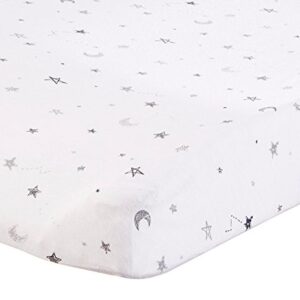 TL Care Printed 100% Cotton Knit Fitted Contoured Changing Table Pad Cover/Sheet - Compatible with Mika Micky Bassinet, Gray Stars and Moons, for Boys and Girls