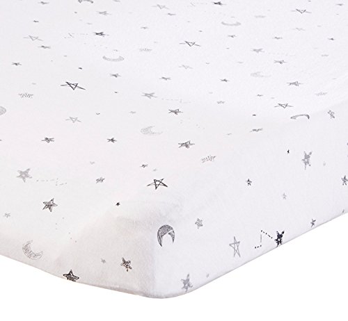 TL Care Printed 100% Cotton Knit Fitted Contoured Changing Table Pad Cover/Sheet - Compatible with Mika Micky Bassinet, Gray Stars and Moons, for Boys and Girls