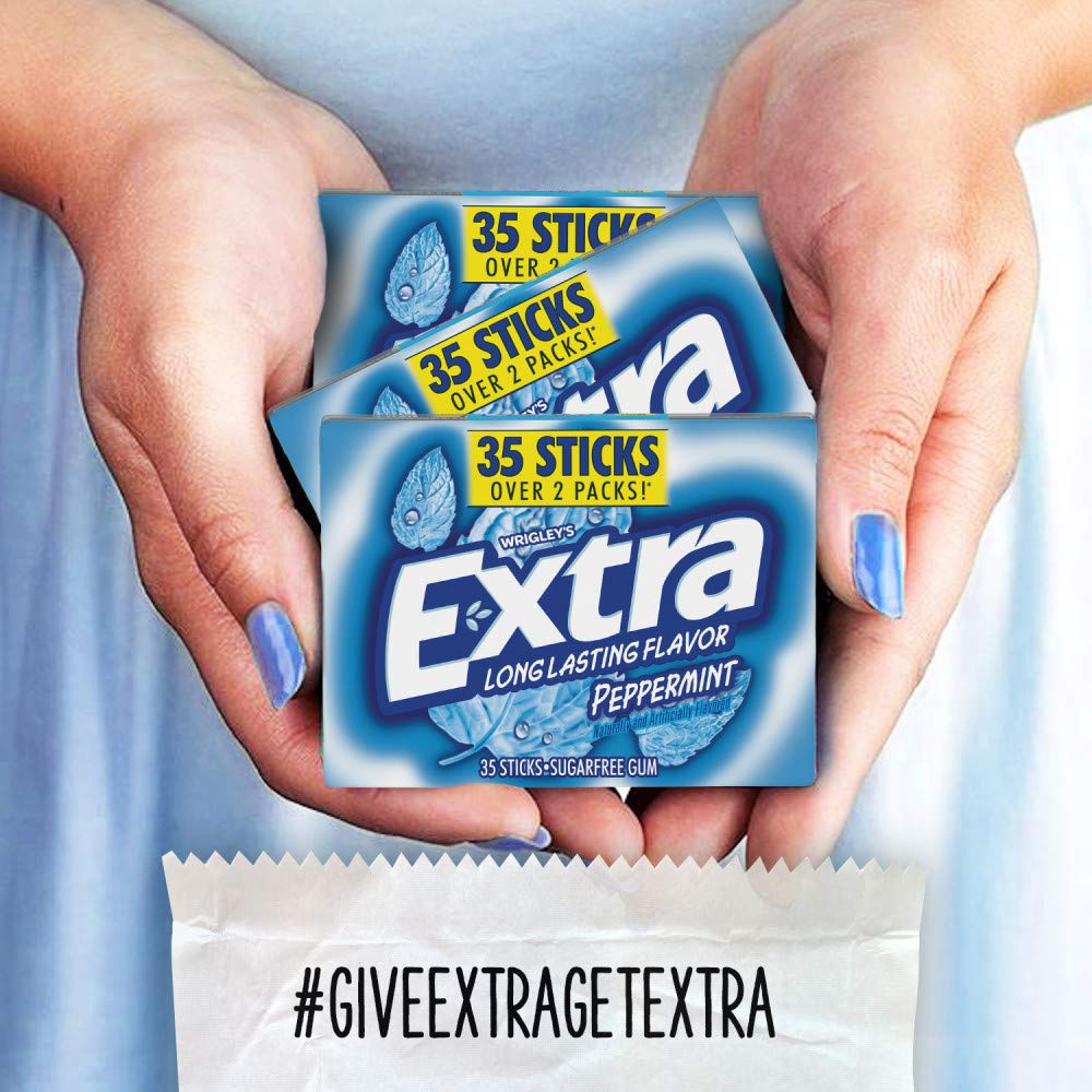 EXTRA Gum Peppermint Sugar Free Chewing Gum Mega Pack, 35 Stick (Pack of 6)