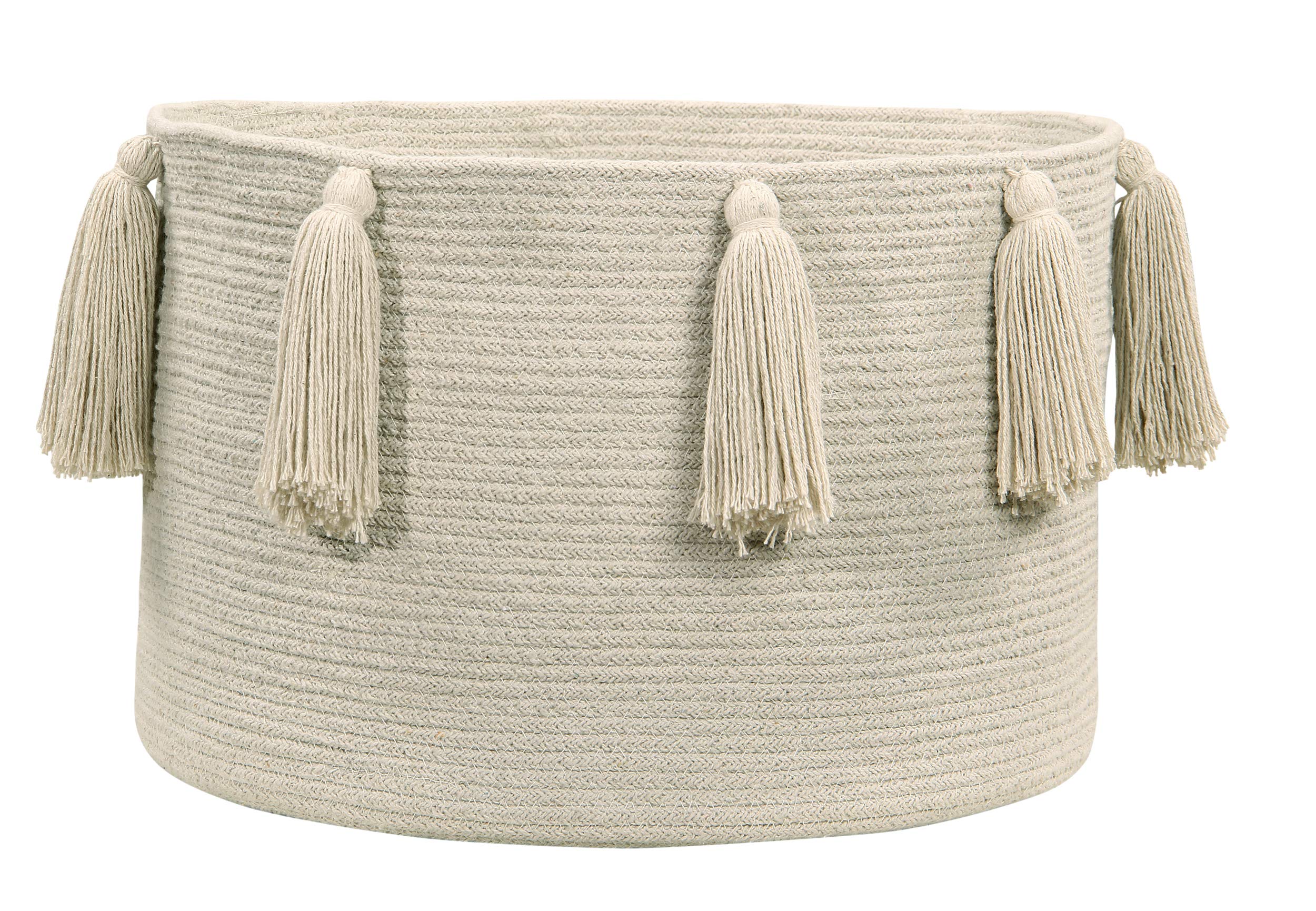 Lorena Canals - Decorative Basket for home storage, nursery, living room, play area, kids' room and much more. Handmade with 100% natural cotton and non-toxic dyes. Natural. Dimensions: 1' x Ø 1' 6''.