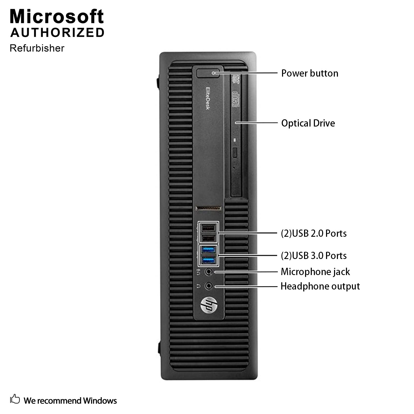 HP EliteDesk 600 G1 Small Form Desktop Computer Tower PC (Intel Quad Core i5-4570, 8GB Ram, 256GB SSD, WiFi, HDMI) Win 10 Pro with CD (Renewed) 1GB Video Card