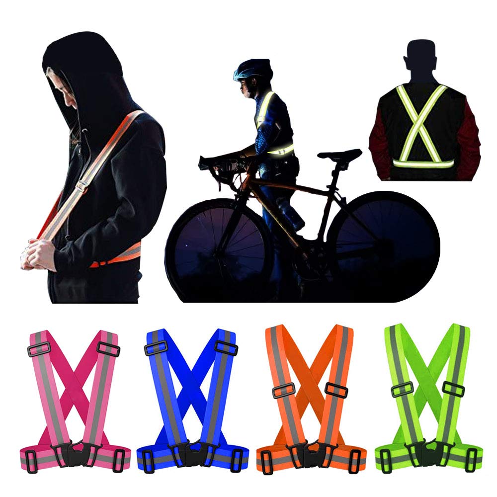 Comidox Reflective Vest with Hi Vis Bands, Fully Adjustable & Multi-Purpose: Running, Cycling, Motorcycle Safety, Dog Walking - High Visibility Pink 1PCS