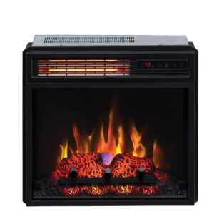 ClassicFlame 18" Infrared Quartz Electric Fireplace Insert with Safer Plug, Black